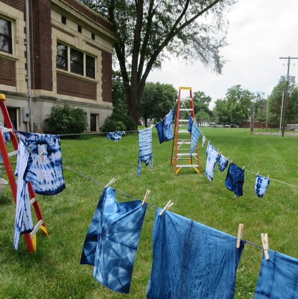 Indigo Dyeing Session at East - Lynda Heines Fabric Design